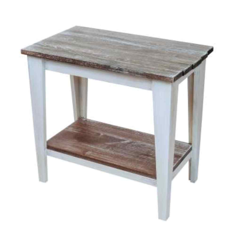 Buy Cottage-Weathered Grey Stain Tapered Leg All Wood Side Table ...